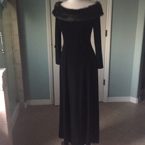 Cachet | Dresses | Vintage Cachet Old Hollywood Velvet Faux Fur Dress | Poshmark